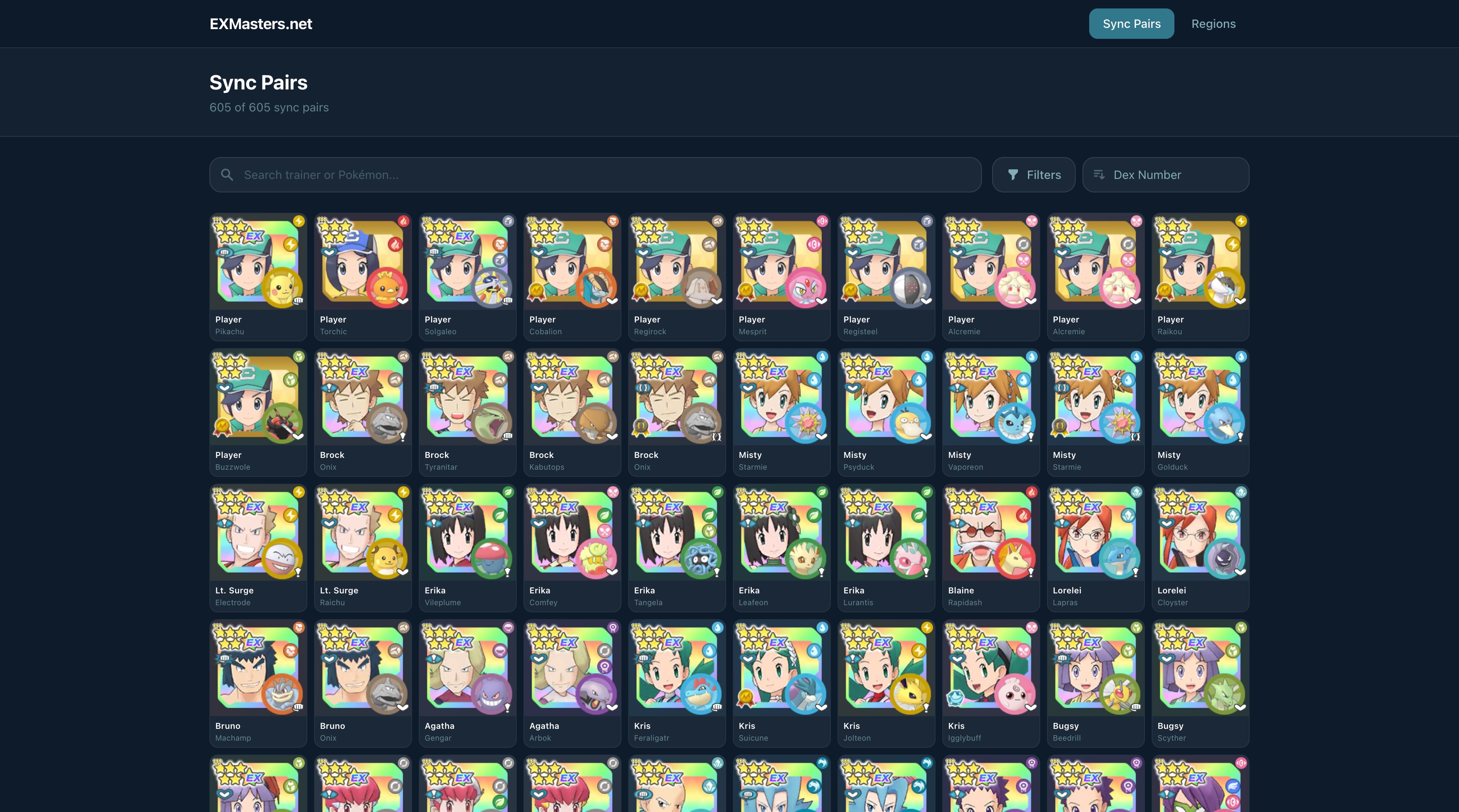 EXMasters.net — Pokémon Masters EX Database